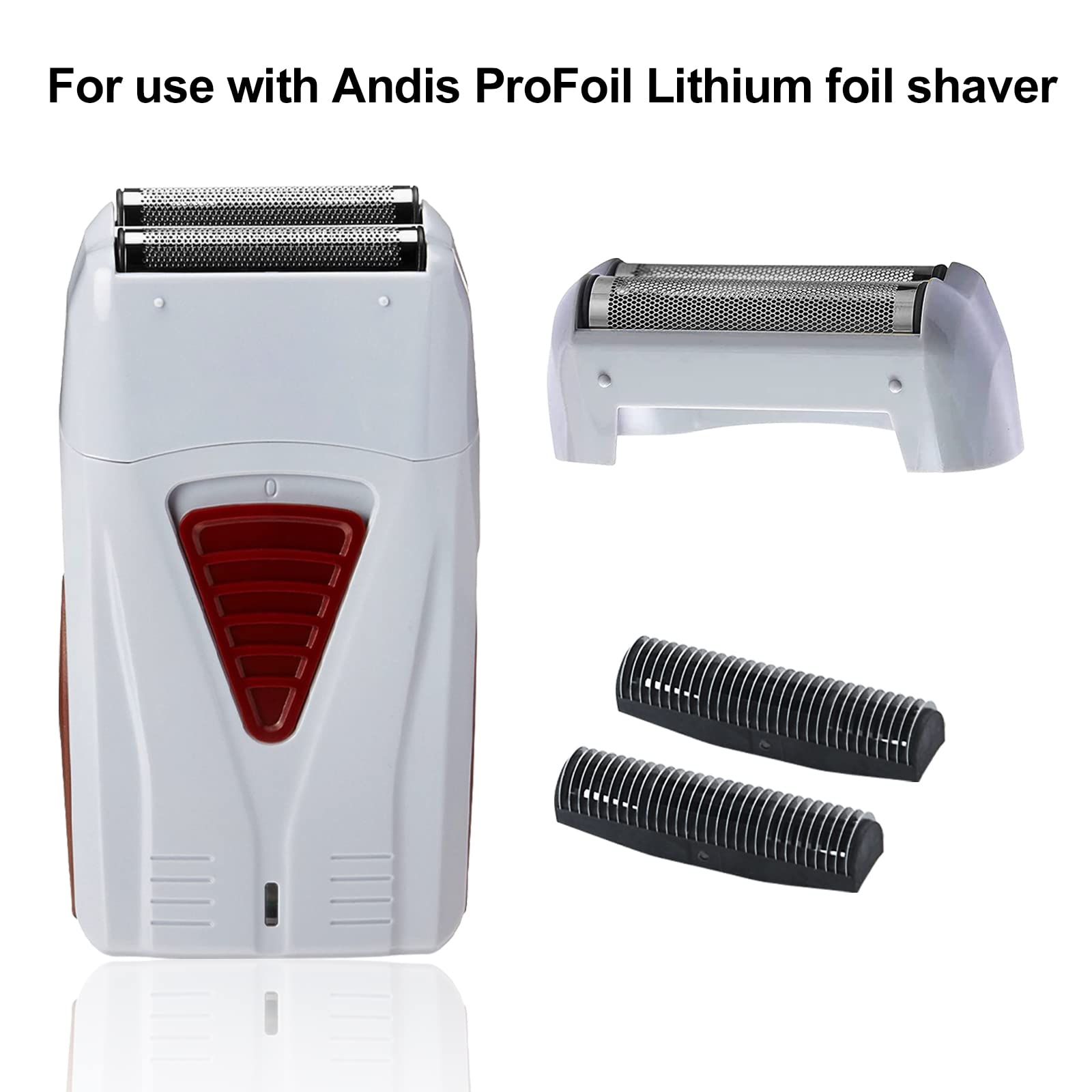 Shaver Replacement Silver Foil and Cutters Compatible with Andis 17150/17155 Pro Lithium Titanium Foil Shaver Replacement Heads(2 pack)