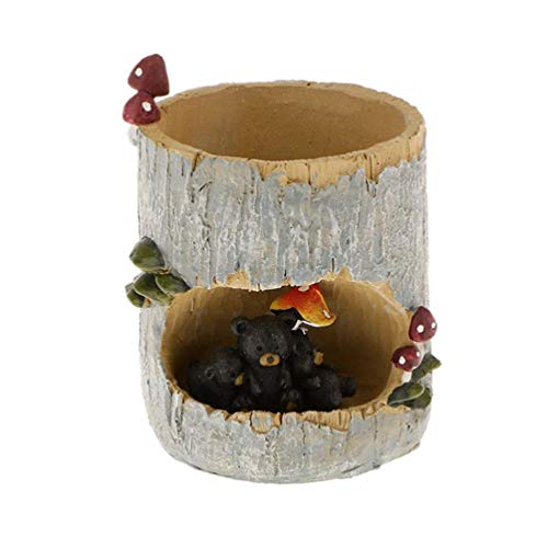 Resin Animal Succulent Planter Pot Flower Pots Bulk Mini Cactus Flower Container Hedgehog Bunny Bear Family Bonsai Holder Succulent Vase Cool Planters Mushroom Planter For Gardening Desktop Decor