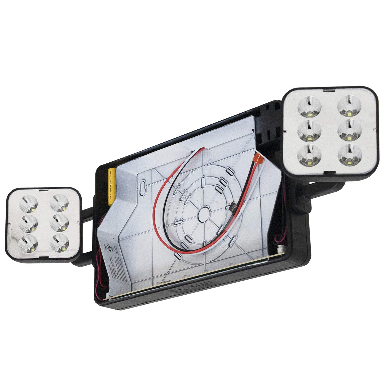 LFI Lights | UL Certified | Hard Wired | LED Exit Light Combo | 180° Adjustable Head Lamps | Black Housing | Red Lettering | 2 Pack | COMBOLGRBBBx2