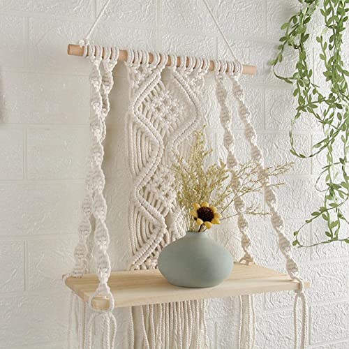 Ywreeddace Macrame Wall Hanging Shelf,Handmade Boho Rope Plant Hanger Holder for Decor