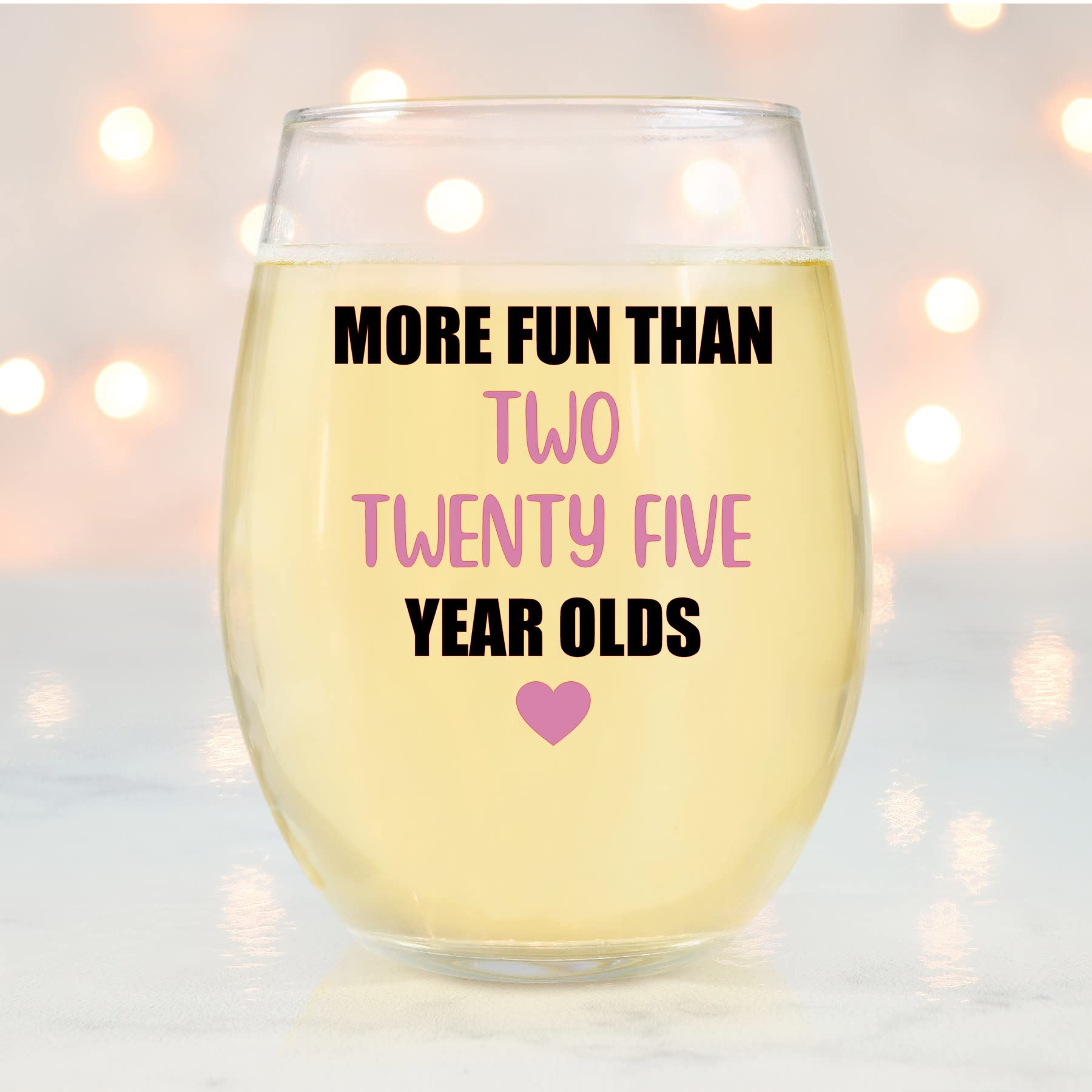 Laguna Design Co. More Fun than Two 25 Year Olds Wine Glass, 21 Oz, 50th Birthday wine glass, 50th birthday gift Black and Pink