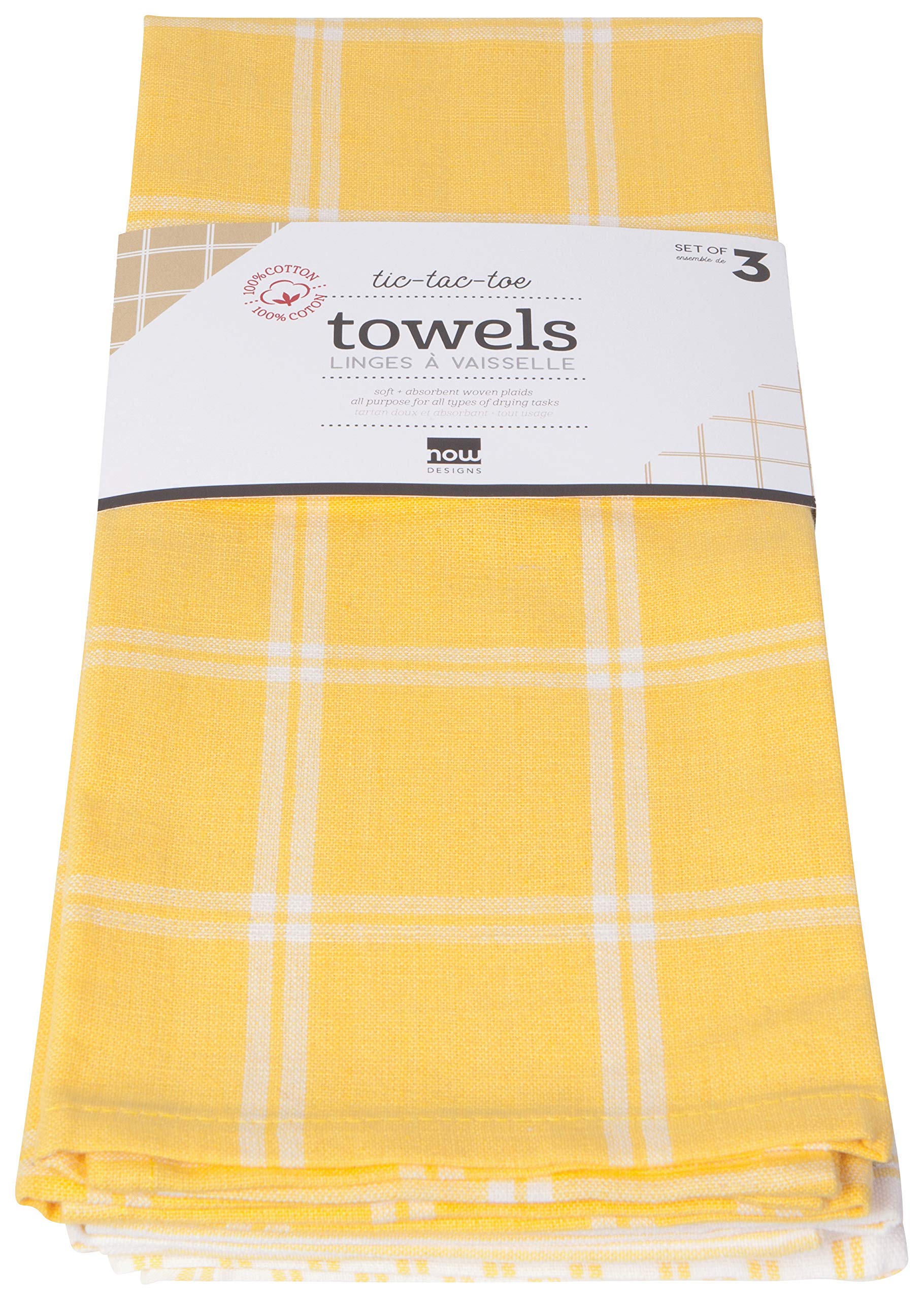 Now Designs Lemon Tic Tac Toe Dishtowels Set of 3 Kitchen Towel, 3 Each