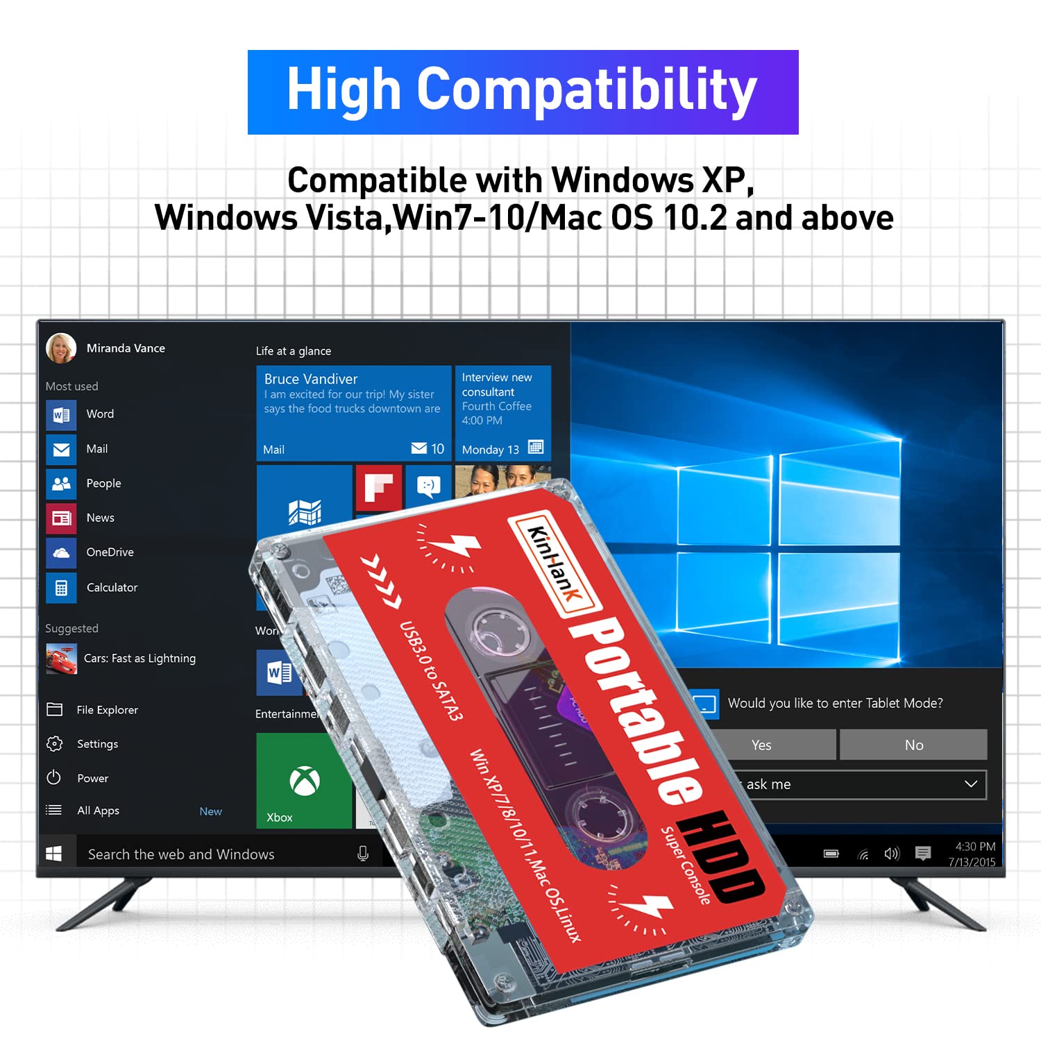 Kinhank 2TB External Hard Drive,Retro Game Console with 120000+Games,Retro Game Console HDD,Batocera 33 Game System for Laptop/PC/Windows/Mac OS,Compatible with Most Emulators,2 Controllers,USB 3.0