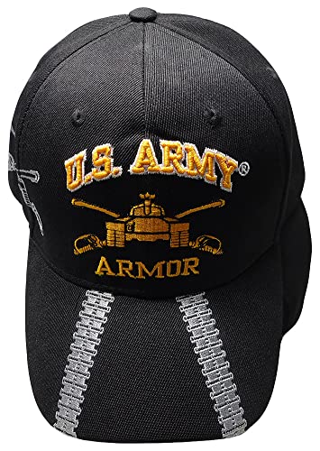 US Army Armor Tank Black Shadow Acrylic Adjustable Embroidered Cap Hat - Officially Licensed