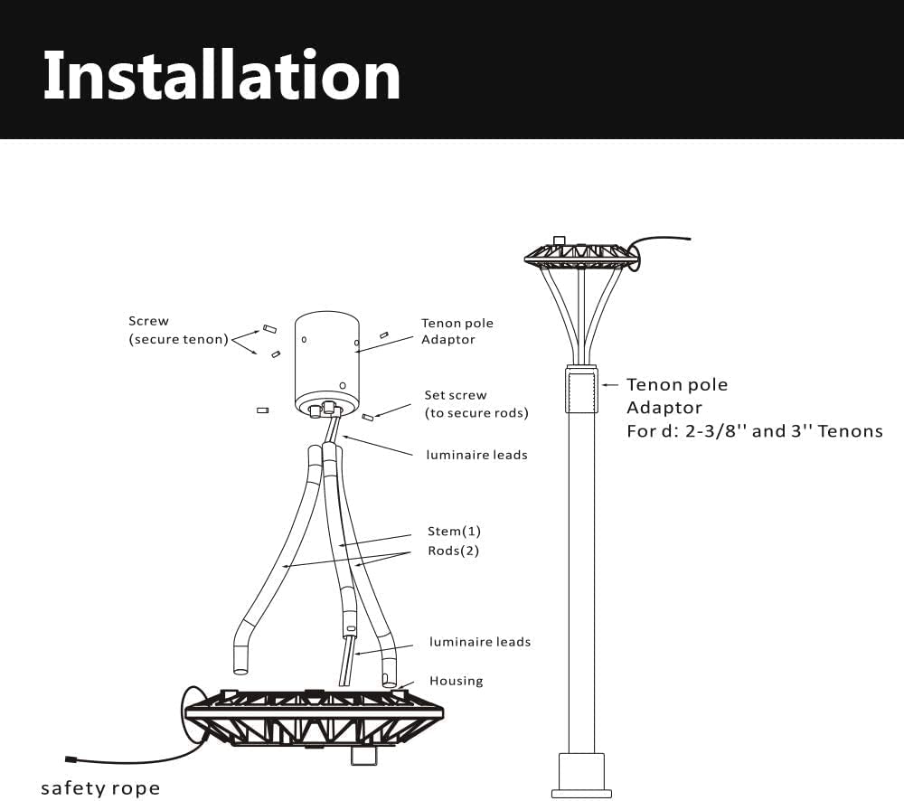 rgbylediison LED Post Top Light, 150W 19500lm 5000k (700W HID/HPS Replacement) LED Circular Post Light Idea for Street Garden Yard Commercial Area