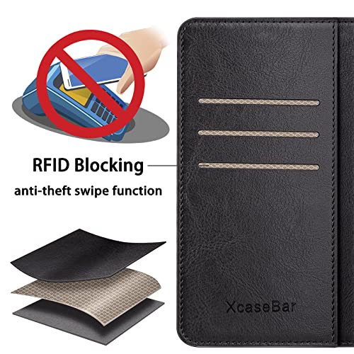 XcaseBar for Samsung Galaxy S23 Ultra Wallet case with 【RFID Blocking】 Credit Card Holder,Flip Folio Book PU Leather Phone case Shockproof Protective Cover Women Men for S23Ultra case Black