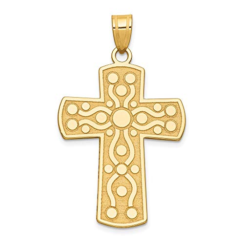 IceCarats 14K Yellow Gold Holy Cross Necklace Religious Pendant Jesus Christ Charm Serenity Prayer Back Only