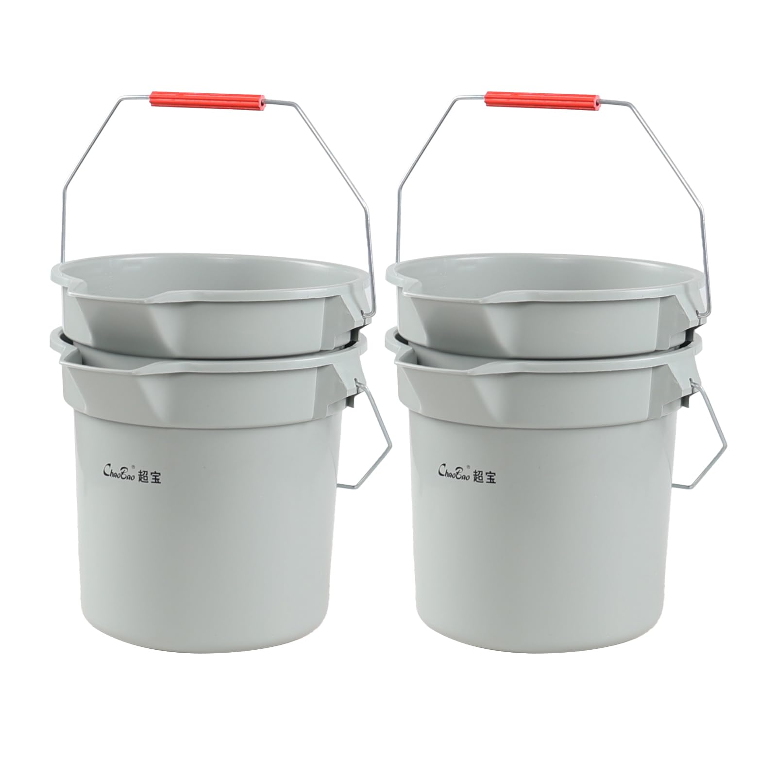 Uumitty 4 Packs 14 Quart Commercial Cleaning Pail, Round Utility Bucket with Handle, Plastic Water Container Cleaning Bucket