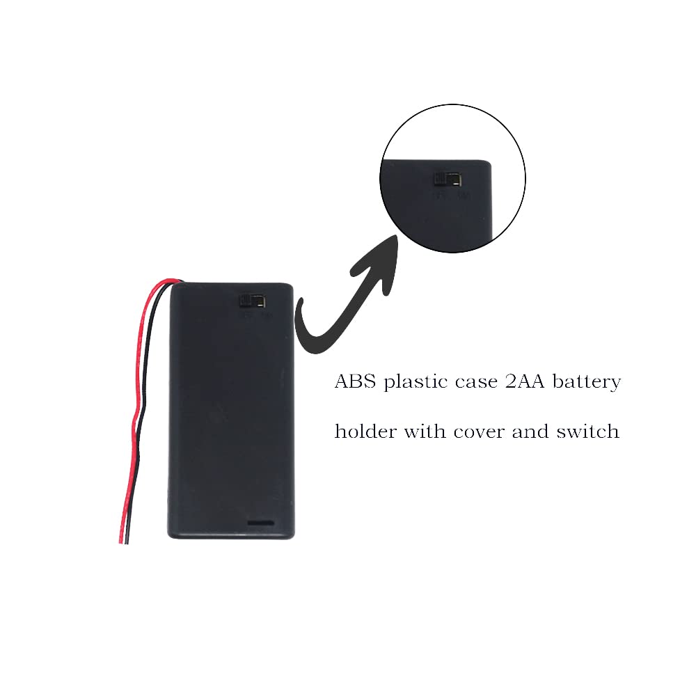 RHCXCYTJ 2 AA Battery Holder with Switch,6pcs 2X 1.5V AA Battery Holder Case with On/Off Switch and Wire Leads Battery Spring Clip Storage Box