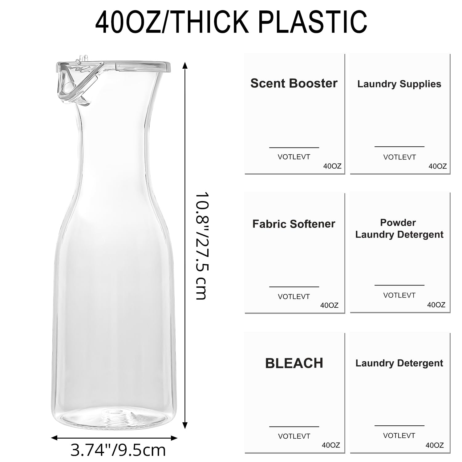 VOTLEVT 40OZ Laundry Detergent Dispenser, Laundry Soap Dispenser, Fabric Softener Dispenser, Liquid Laundry Detergent Holder Container Organizer, Laundry Room Organization and Storage, 3 Pack