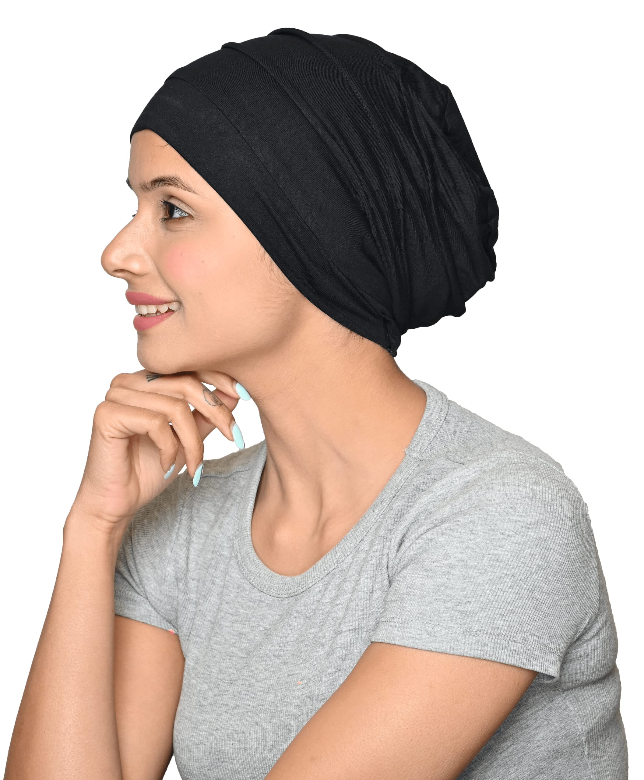 SAKUCHI Chemo Silky Soft Slouchy Snood Bamboo Cap Beanie for Women Cancer Hair Loss Turban Hat Chemo Headwear Women