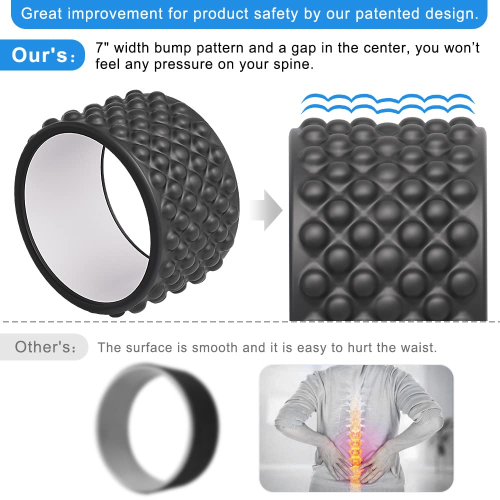 Kipika Foam Roller with Peanut Massage Ball, Yoga Wheel, Back Roller for Back Pain Relie, Muscle Treatment and Back Cracking, 12" Height 7" Width