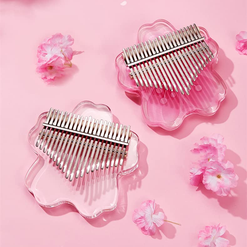 Sakura Finger Thumb Piano Portable 17/21 Keys Pink Mini Kalimba Finger Musical Instrument Gifts for Beginners (Pink 21 Keys)