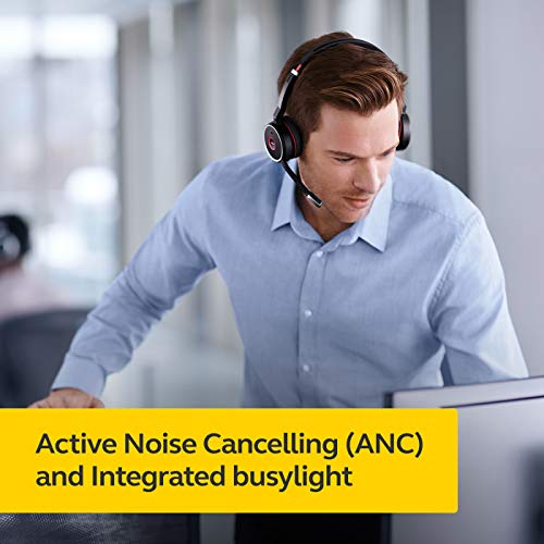 Jabra Evolve 75 UC Wireless Headset, Stereo β includes Link 370 USB Adapter β Bluetooth Headset with World-Class Speakers, Active Noise-Cancelling Microphone, All Day Battery