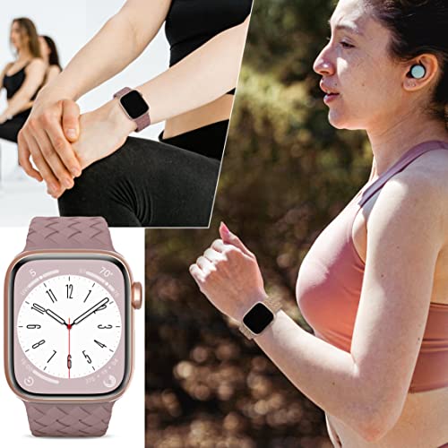 TransJoy 6 Pack Weave Silicone Band Compatible with Apple Watch Band 38mm 40mm 41mm 42mm 44mm 45mm 49mm Women Men, Soft Breathable Strap for iWatch Ultra Series 8/7/6/5/4/3/2/1/SE(38 Milk Tea)