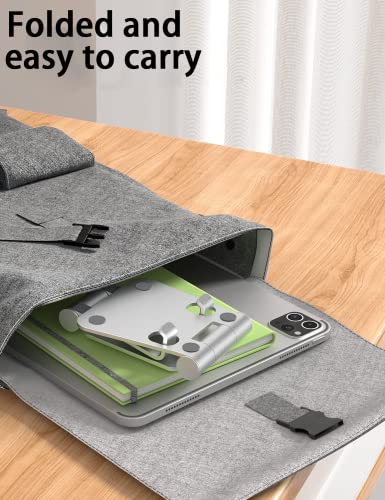 xwyebo Dual Folding Cell Phone StandPortable Aluminum Phone Holder,Adjustable Phone Dock Cradle Compatible, Fully Adjustable Foldable Desktop Phone Holder with iPhone 14/13/12/11 Pro Max(Silver)