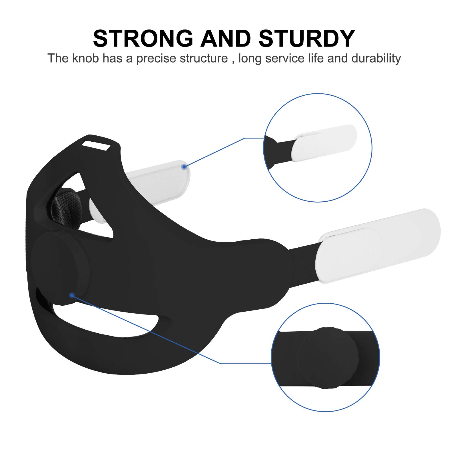 MASiKEN K6 Replacement Head Strap for Oculus Quest 2, Enhanced Support and Comfort Elite Strap Pad, Reduce Head Pressure,Optimize Wearing Experience Oculus2 Accessories (Black)