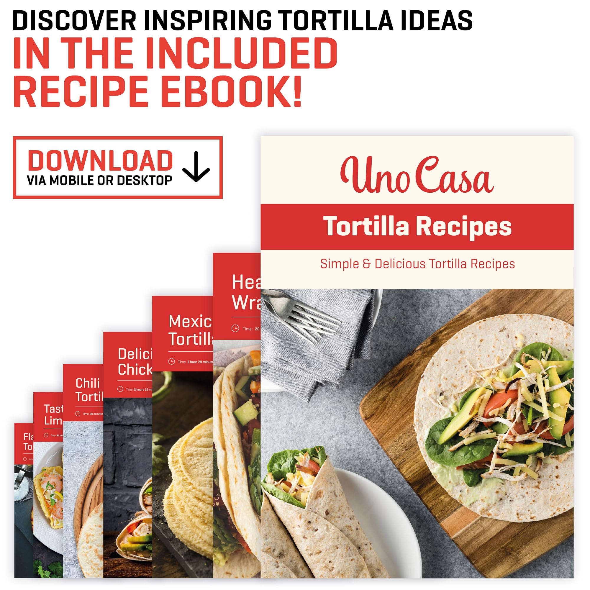 Uno Casa Cast Iron Tortilla Press 10 Inch with Cast Iron Comal Pan - Bundle of Cast Iron Tortilla Skillet for Roti Pan, Tawa Pan, Dosa Pan & Tortilla Press Pataconera