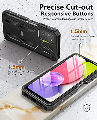 SOiOS for Samsung Galaxy A03S Phone Case: Built in Hard Kickstand & Touch Protector Military Shockproof TPU Durable Soft Rugged Heavy Duty Armor Full Body Protection Grade Phone Cover - Black