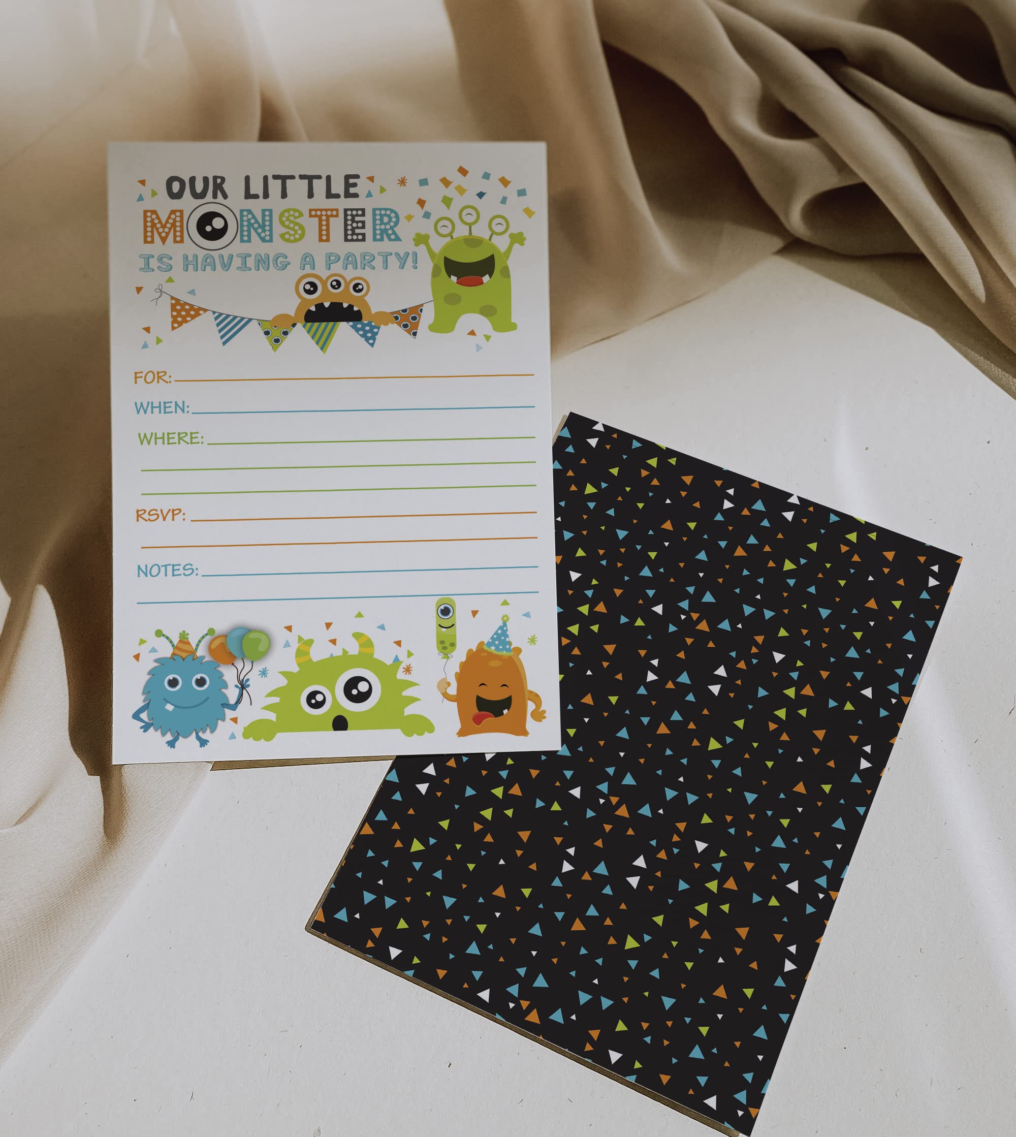 Your Main Event Prints Monster Birthday Invitations - Little Monster Birthday Party Invites - 20 Fill-In Monster Party Invitations With White Envelopes