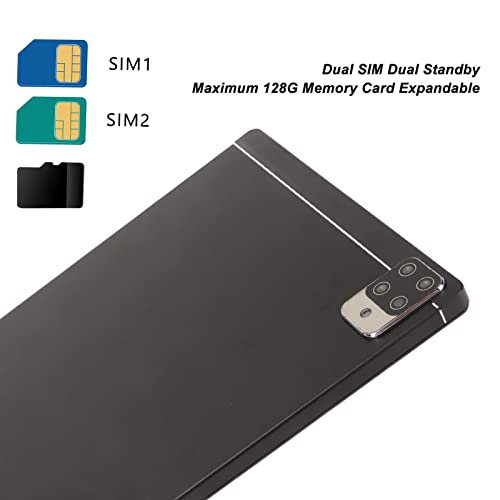 Naroote 10.1 Inch Tablet 2560x1600 Resolution Dual Cards Dual Standby Tablet PC Black 2MP Front 5MP Rear 100-240V for Android 12 for Reading (US Plug)