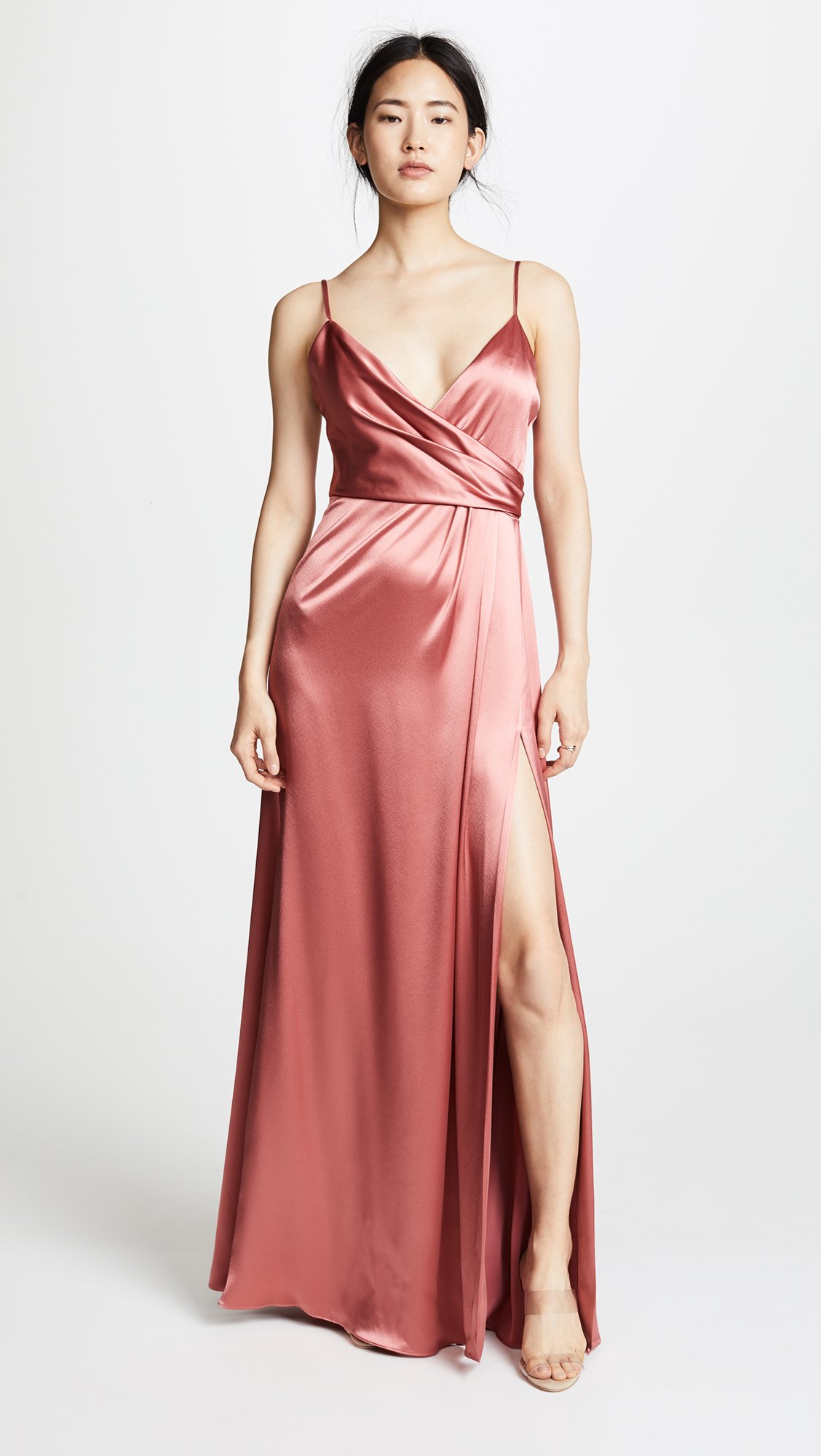 Jill Jill Stuart Women's Satin Wrap Slip Dress, Rosewood, 8