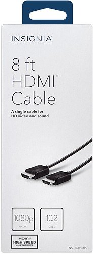 Insignia 8' 4K UltraHD HDMI Cable, 10.2 Gbps, HDMI High Speed with Ethernet, 1080p Full HD, Model: NS-HG08505, Black
