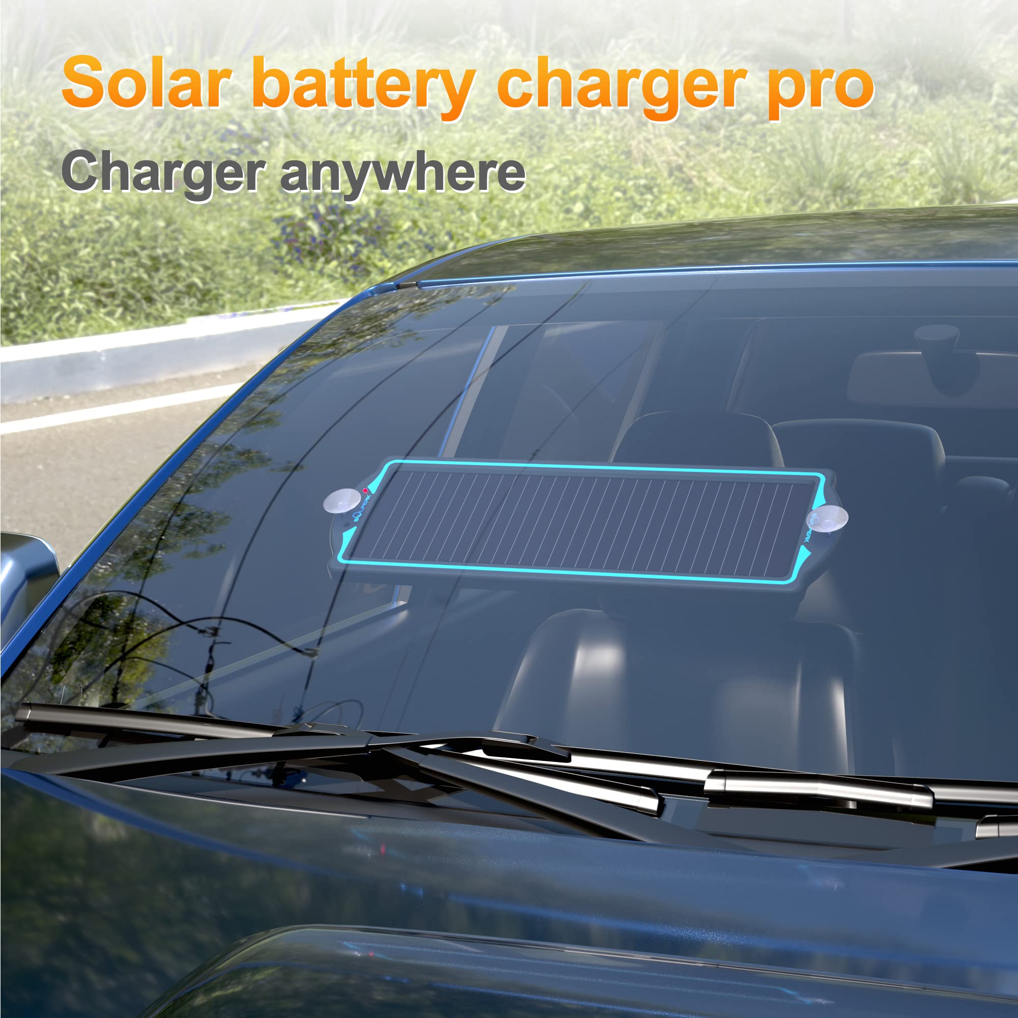 SOLPERK 12V Solar Panel,Solar trickle Charger,Solar Battery Charger and Maintainer,Suitable for Automotive, Motorcycle, Boat, ATV,Marine, RV, Trailer, Powersports, Snowmobile, etc. (1.8W Amorphous)