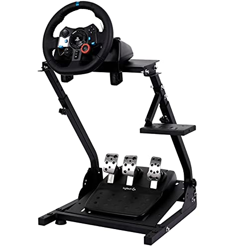 Hottoby Racing Steering Wheel Stand Foldable&Multi-level Adjustable Fit for Logitech/Thrustmaster G25,G923 G920,G29&T248 Easy Storage&Install Gaming Simulator Cockpit,No Wheel&Pedals
