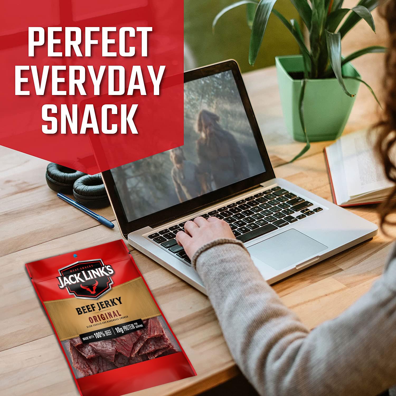 Jack Link's Beef Jerky, Original Flavor, 2.6 Oz - Flavorful Meat Snack, 10g Of Protein And 80 Calories, Made With 100% Beef - No Added MSG Or Nitrates/Nitrites