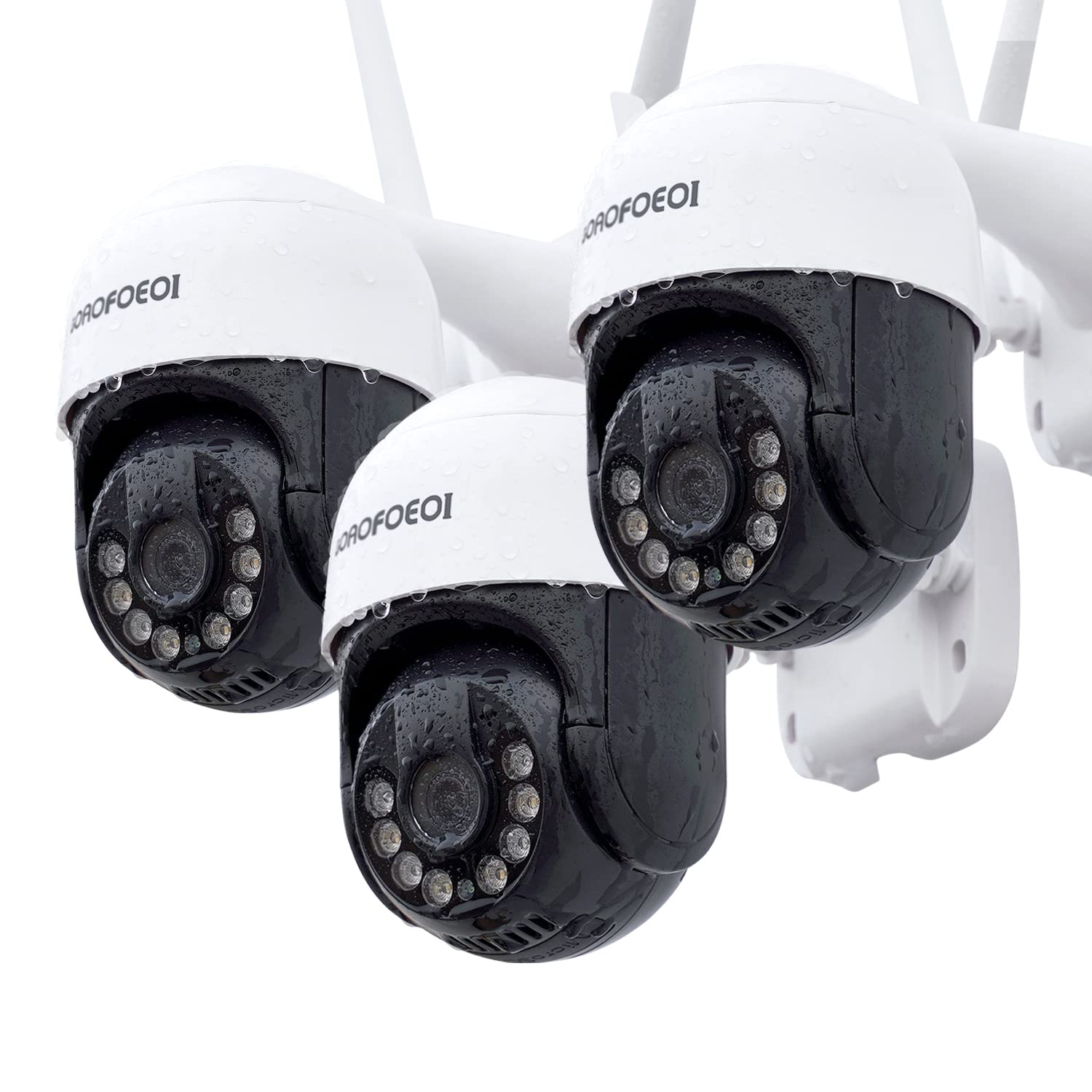 Rraycom 3Pack Security Cameras Outdoor,2K(3MP) Surveillance WiFi Camera with 360°View,Motion Alert,Auto Tracking,Two Way Audio,Waterproof,Pan-Tilt Color Night Vision,SD Card &Cloud Storage