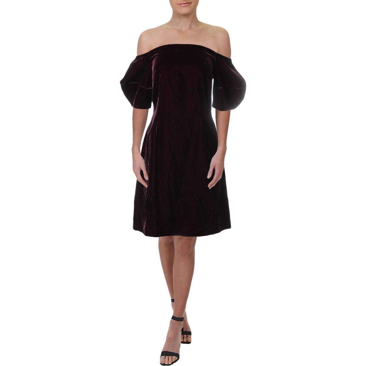 Jill Jill Stuart Women’s Velvet Puff-Sleeve Mini Dress Eggplant Size 8