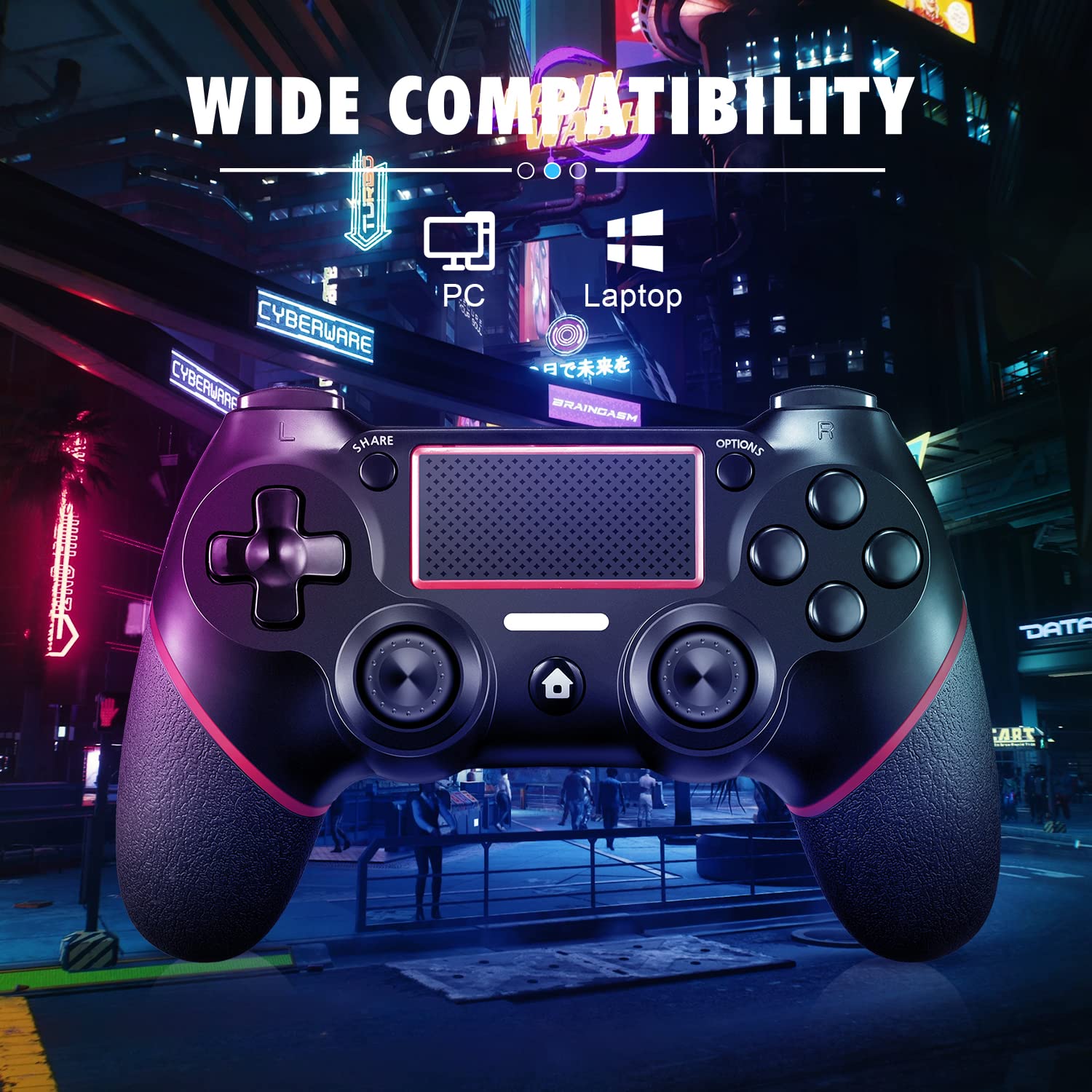 Sefwon Replacement for PC controller,Wireless Game Controller For PS4 And Built-in Motion Motors (Red)