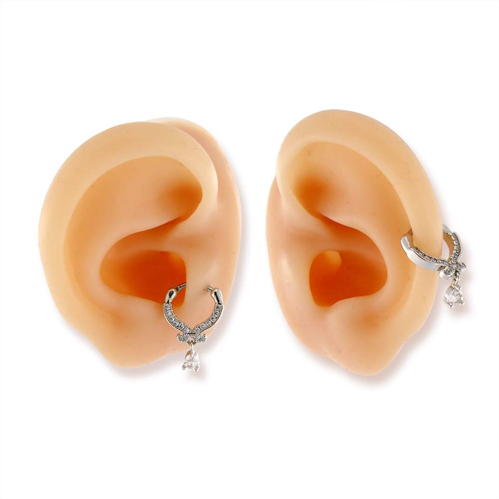 Jewseen Septum Rings Daith Piercing 16G Nose Piercing Ring septum jewelry Teardrop Clear CZ Paved Tragus Helix Earring