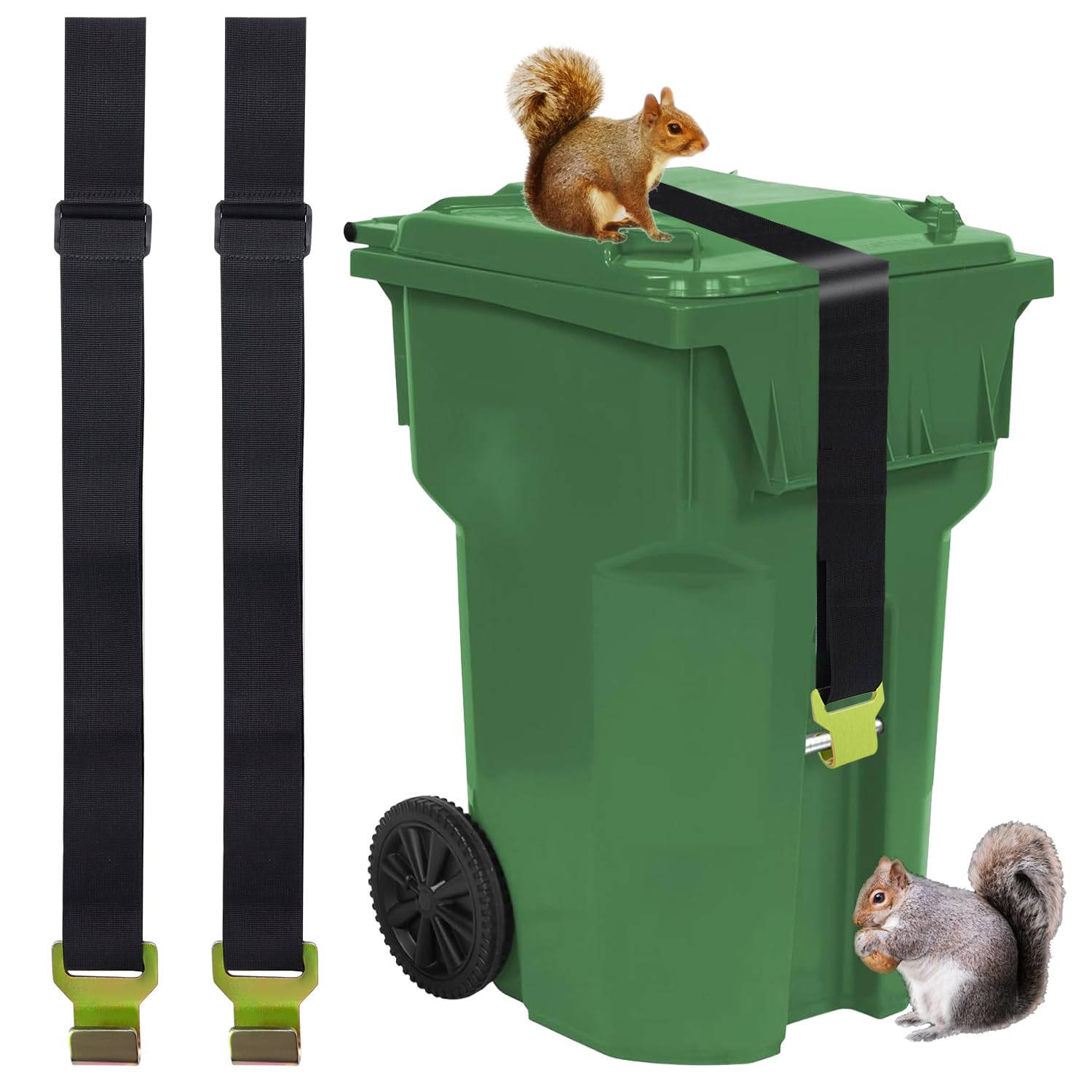 Trash Can Lid Locks, Garbage Can Locks for Animals, Outdoor Bear Proof Trash Can Strap for Raccoon Repellent、Rodent、Squirrel、Dog, Locking Garbage Can During Strong Winds
