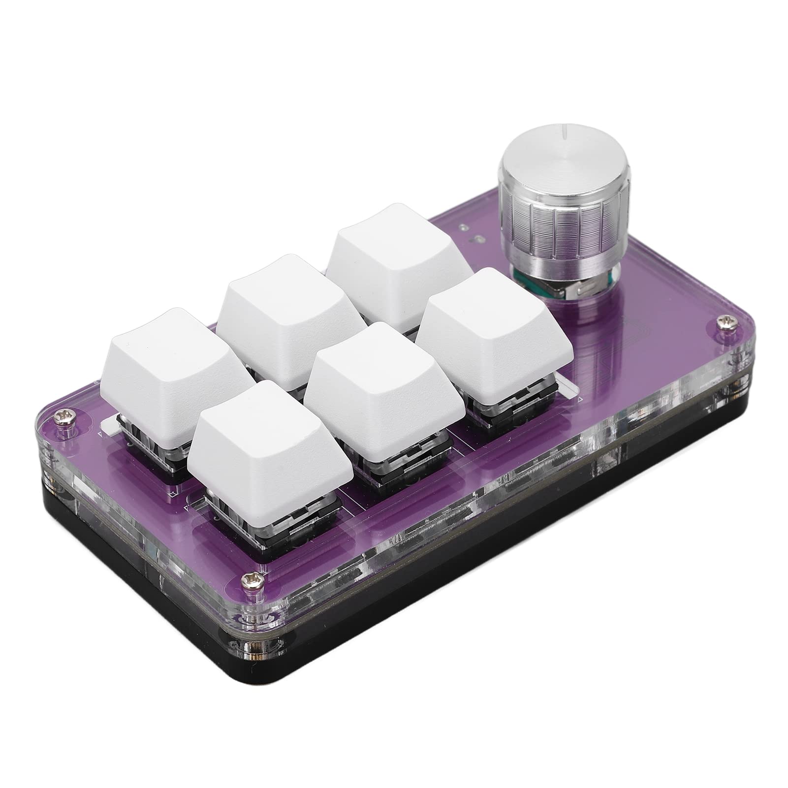 Tyenaza 6-Key Mini Keypad, One Handed Mechanical Gaming Keyboard Multifunctional Shortcut Programmable Macro Keyboard with Knob, Plug and Play