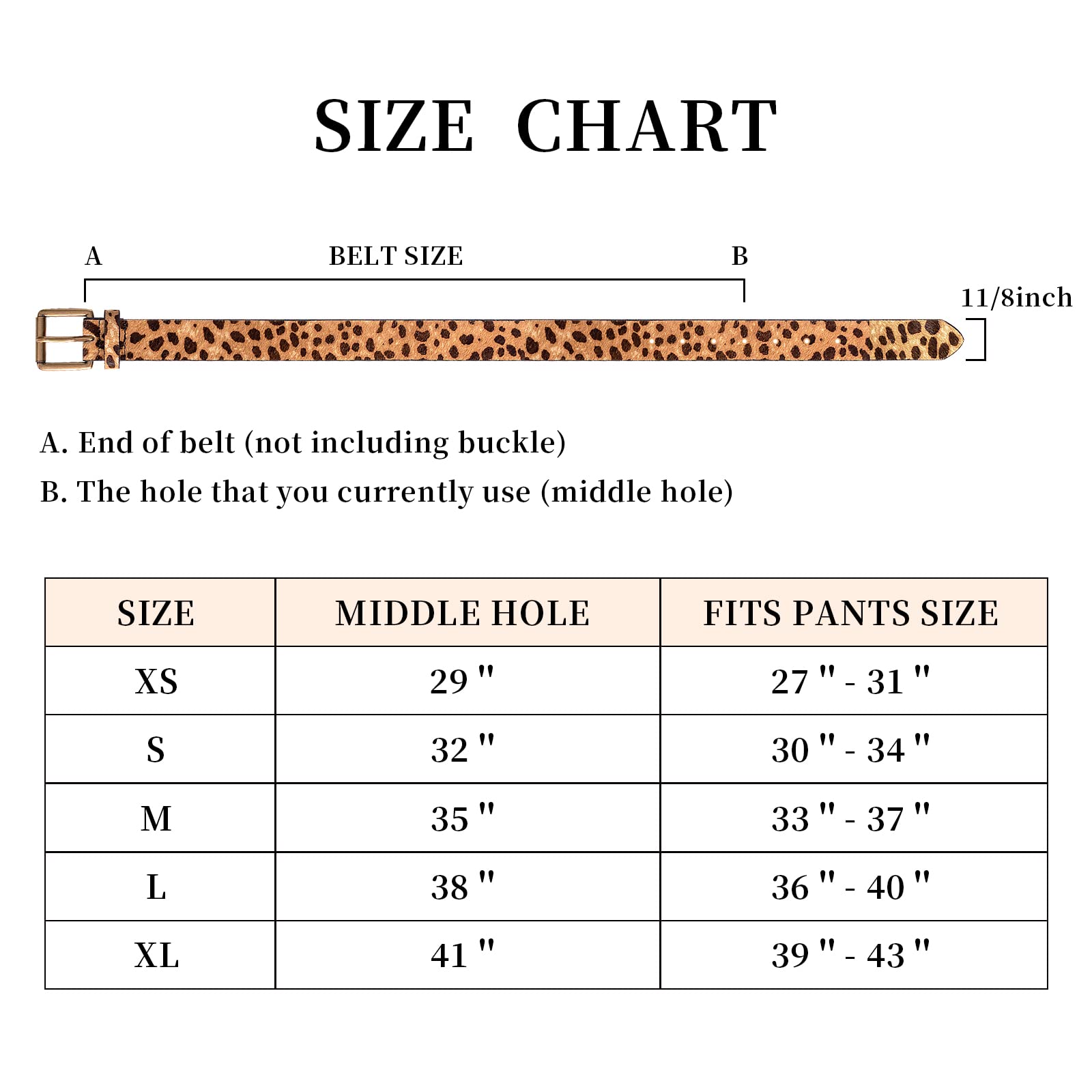 JIEDE Leopard Print Belt for Women Genuine Leather Waist Belts for Jeans(Width-28mm, M - Fits Waist 32''-38''