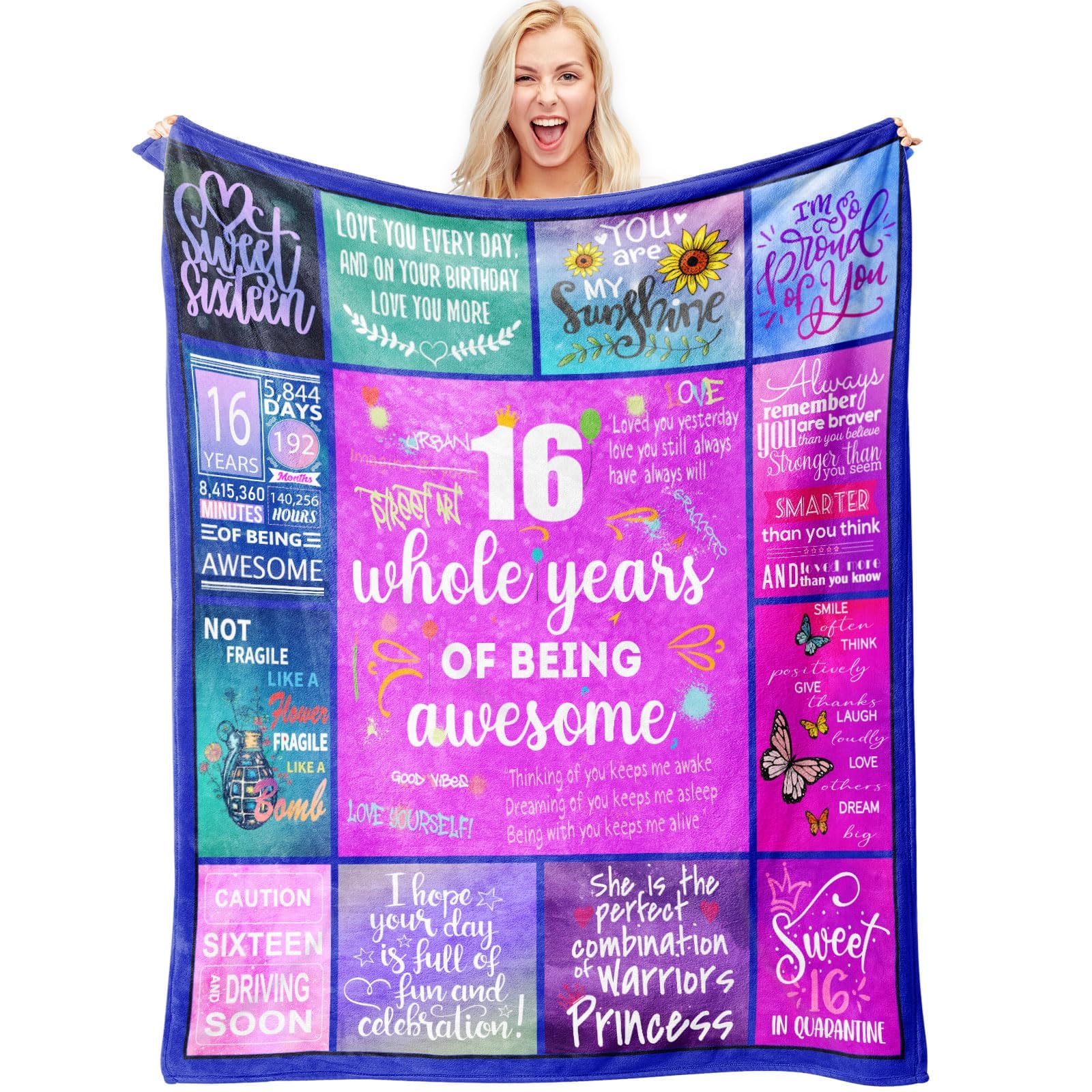 Rioa Gifts for 16 Year Old Girl, 16th Birthday Gifts for Girls, Teen Girl Gifts 16 Years Old,16 Year Old Girl Gift Ideas, 16 Year Old Gifts, Birthday Gifts for 16 Year Blanket 40" x 50"
