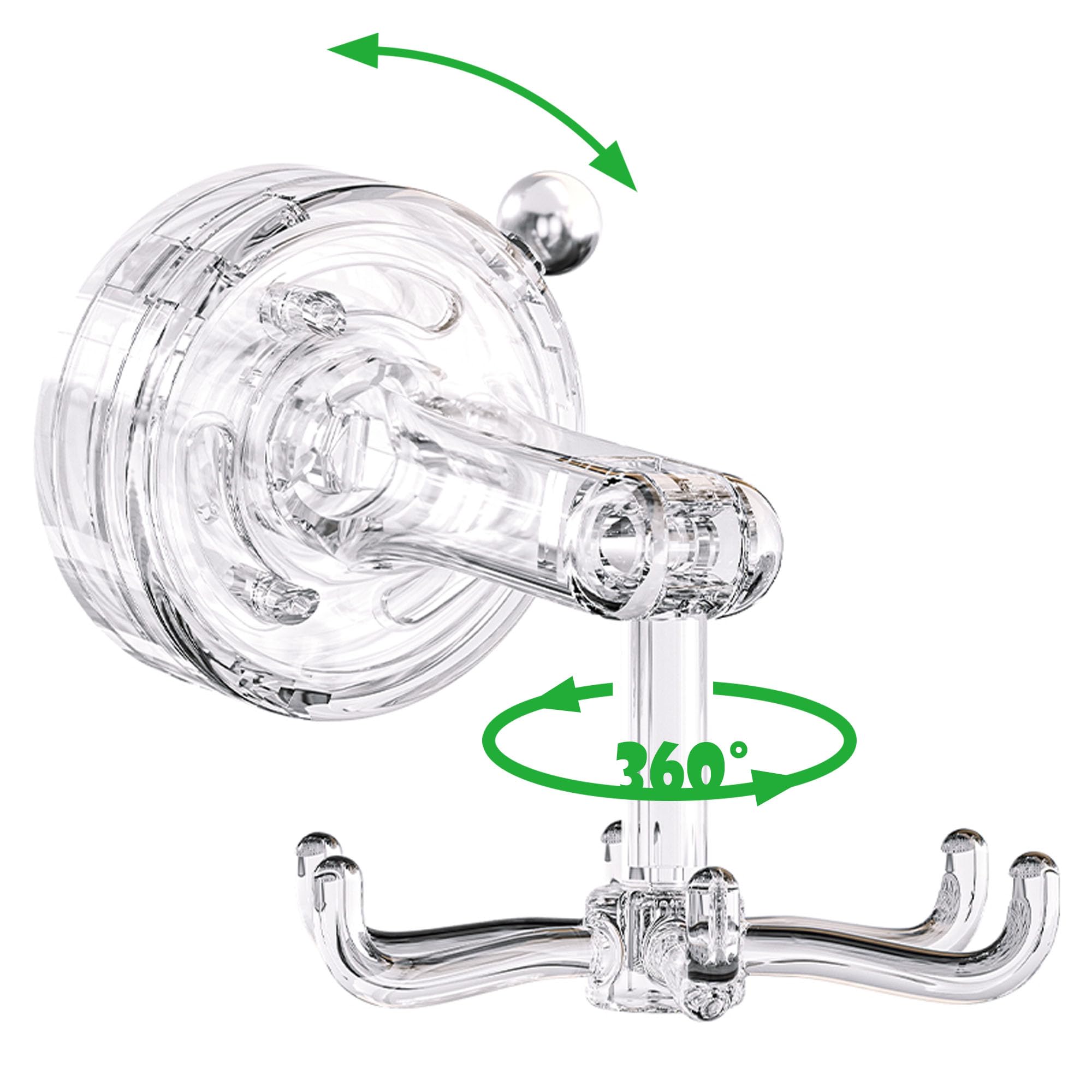 Suction Cup Rotating 6-Claw Hook, 360° Rotation, Strong Adhesion, No-Drill Installation, Waterproof, Reusable Wall and Ceiling Hanger for Bathroom, Kitchen, Entryway, PET Material (Transparent)