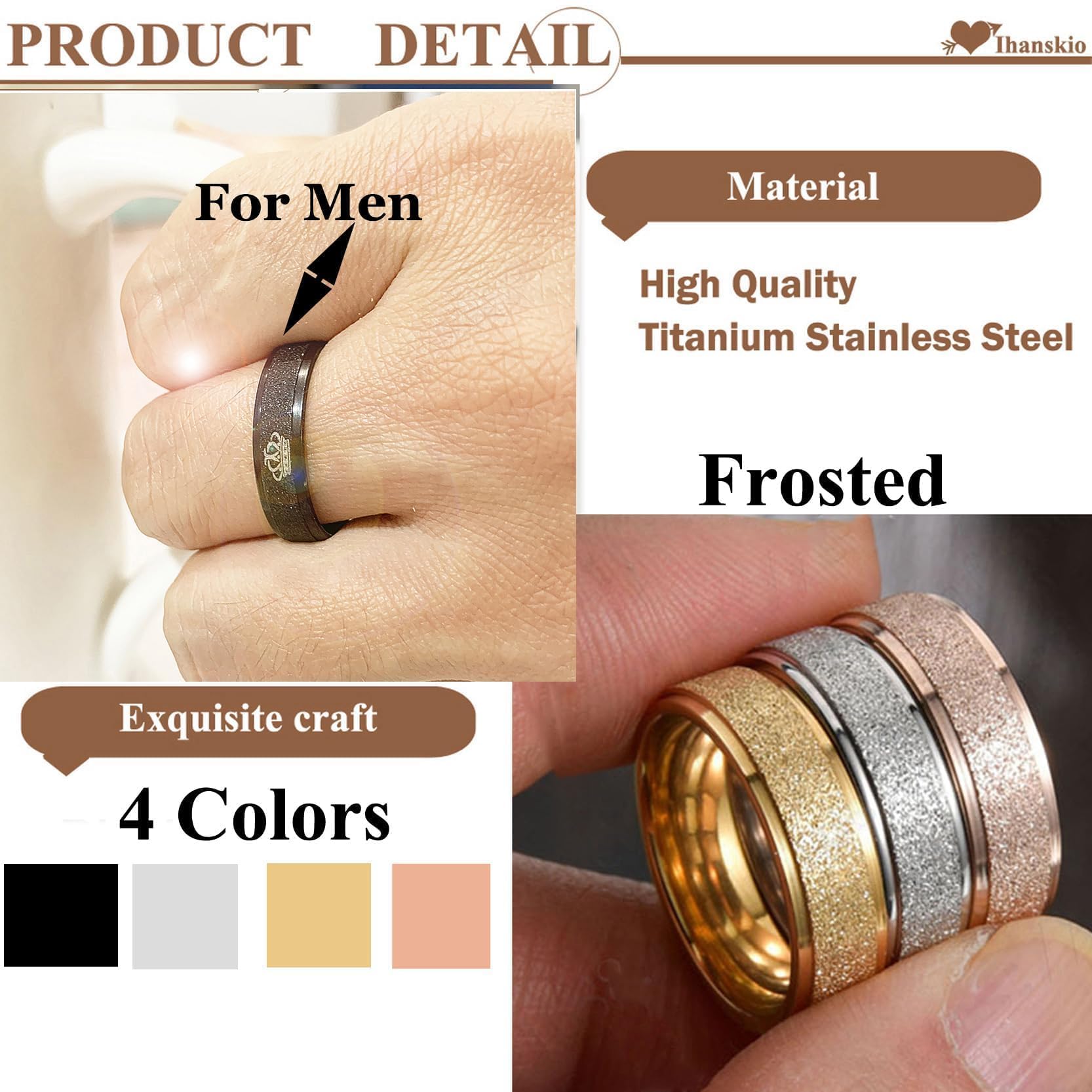 Matching Promsie Couple Rings Black Her Buck His Doe Elk Engraved Matte Engagement Wedding Bands Annivesary Titanium Steel