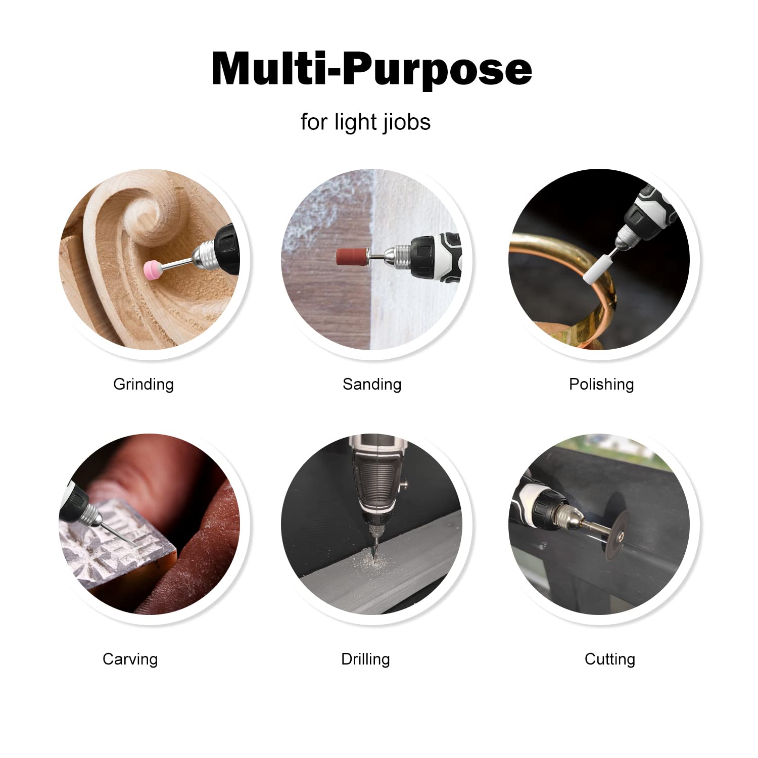Prostormer Mini Cordless Rotary Tool, 3.7V USB Grinder with 3 Variable Speeds and 50pcs Accessories Kit for Sanding, Polishing, Cutting, Carving and Engraving