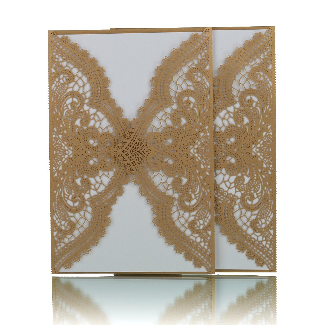 YU FENG 24pcs Vintage Wedding Invitations Cards with Laser Cut lace Flower for Bridal Shower,Engagement,Anniversary or other Event Ideas