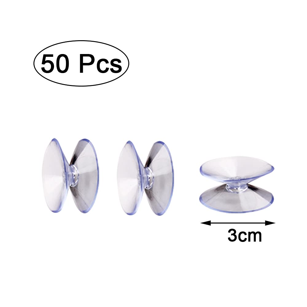 YUANHONGJIAN Suction Cup Plastic Sucker Pads Without Hooks, Clear, 50 Pack Double Sided Suction Cups Sucker Pads Glass Table Top Spacers for Glass Plastic Table Mirror Ceramic