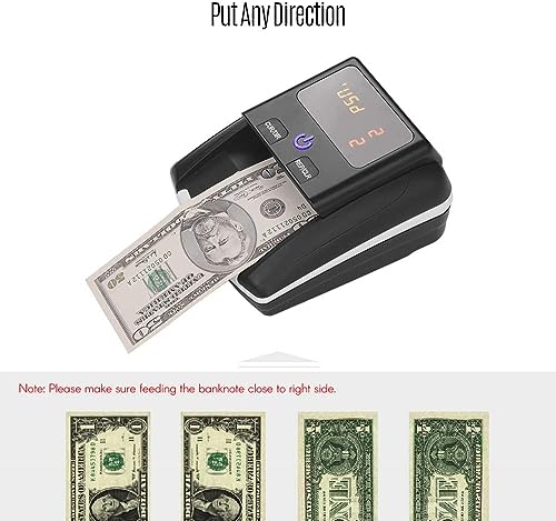 SPUZZO Banknote Bill Detector Denomination Value Counter Detection with Battery Counterfeit Fake Money Currency Cash Checker Tester Machine for USD Euro