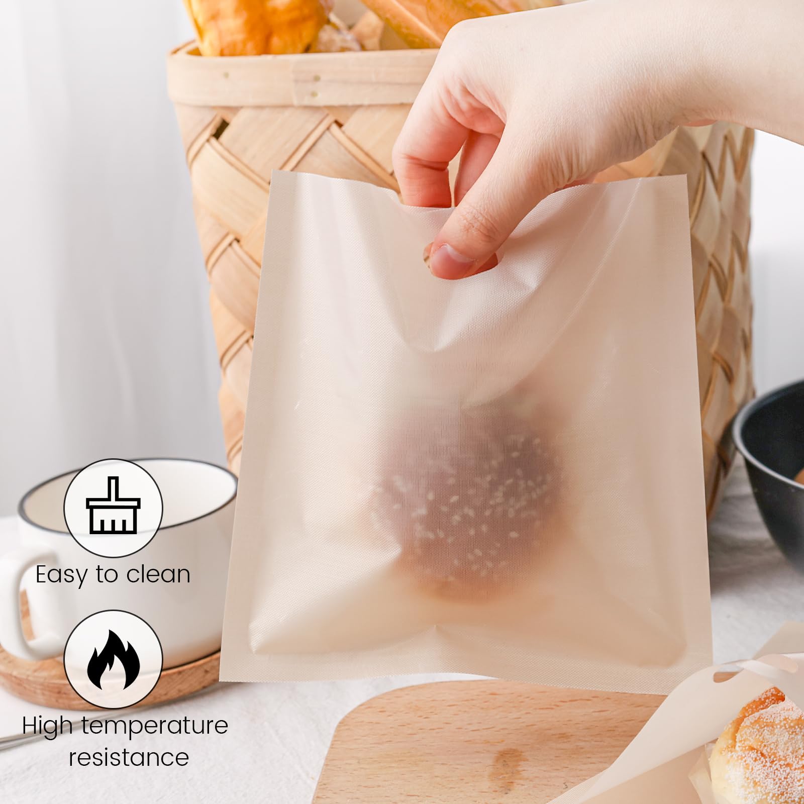 VGOODALL 6PCS Reusable Toaster Bags, Non Stick Sandwich Bags Heat Resistant Oven Bags Easy to Clean for Grilled Cheese