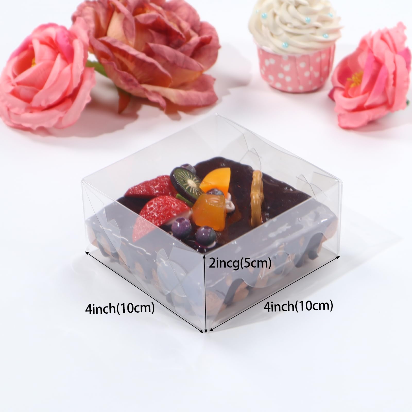 TEMLQPACK 20pcs 4x4x2 Inch Bakery Boxes with Window Cookies Boxes Soap Box Chocolate Truffle boxes Macaron Boxes Gift Treat Boxes for Cake Browine pastries, Dount or gifts goodies Party Favor