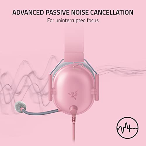 Razer BlackShark V2 X Gaming Headset: 7.1 Surround Sound - 50mm Drivers - Memory Foam Cushions - for PC, PS4, PS5, Switch - 3.5mm Audio Jack - Quartz Pink