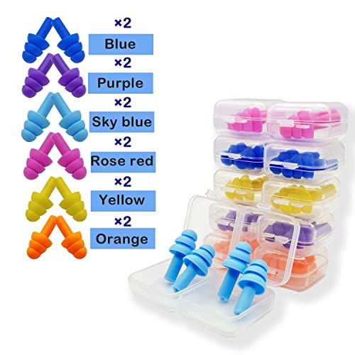 Silicone Ear Plugs for Sleeping,12 Pairs Reusable Earplugs Noise Reduction Ear Plugs Soft Waterproof Earplugs Hearing Protection for Concert,Swimming,Study,Loud Noise,Snoring