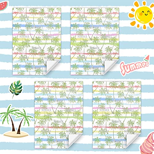 Summer Wrapping Paper, Tropical Wrapping Paper for All Occasion, Aloha Gift Wrap Paper, Hawaii Jungle Tropical Themed Coconut Tree Wrap Paper Sheet, 4 Sheets Folded Flat 20x28 Inches Per Sheet