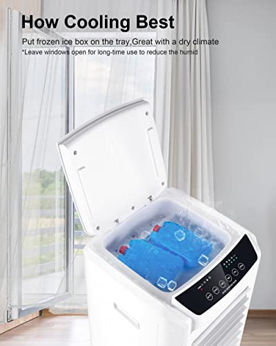 Uthfy Evaporative Air Cooler, 32" Swamp Cooler with 4.2 Gallons Water Tank, Remote Control, 90° Oscillation Cooling Fan with 3 Speeds, 12H Timer, 3 In 1 Tower Fan thats Blow Cold Air for Home, Office